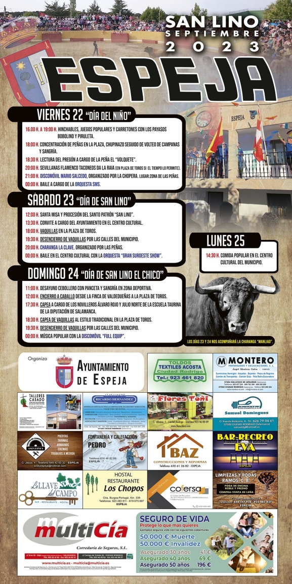 cartel programa fiestas espeja san lino 23 - SALAMANCArtv AL DÍA - Noticias de Salamanca